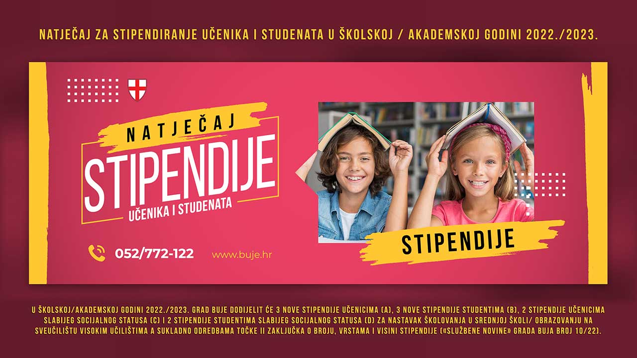 Natječaj za stipendiranje učenika i studenata u školskoj / akademskoj godini 2022./2023. - Grad ...
